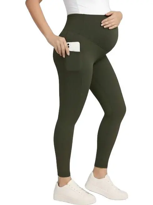 Motherhood Maternity Over The Belly Side Pocket Active Maternity Leggings - Deep Depths