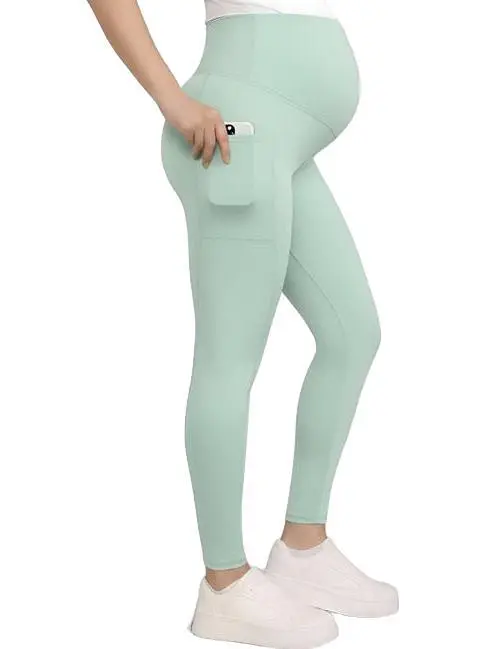 Motherhood Maternity Over The Belly Side Pocket Active Maternity Leggings - Whispering Blue
