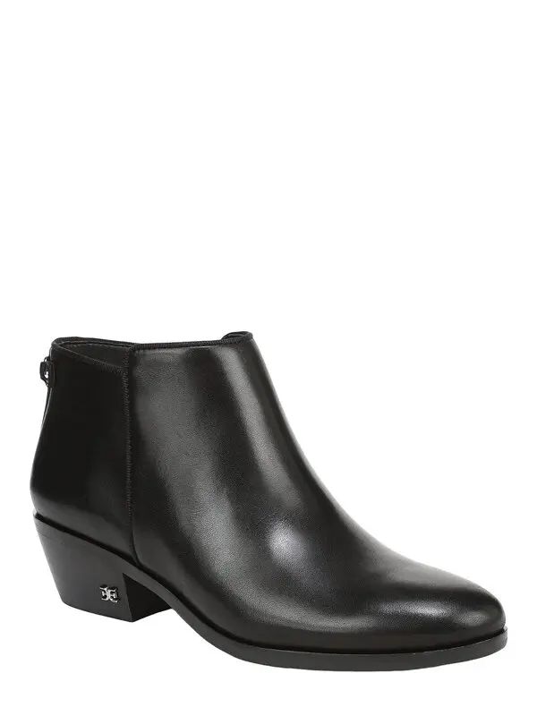 Sam Edelman Petty Leather Bootie - Black Smooth
