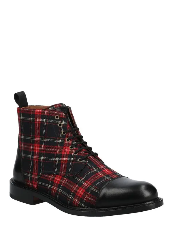 Taft Jack Genuine Leather Lace-up Boots - Red Plaid