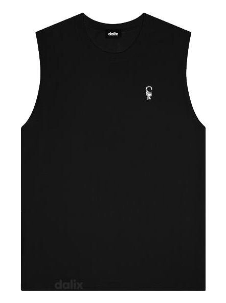 DALIX Embroidered Astronaut Muscle Tank - Black