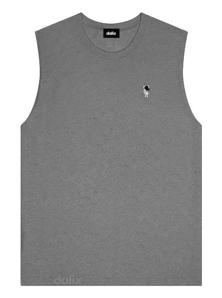 DALIX Embroidered Astronaut Muscle Tank - Deep Htr