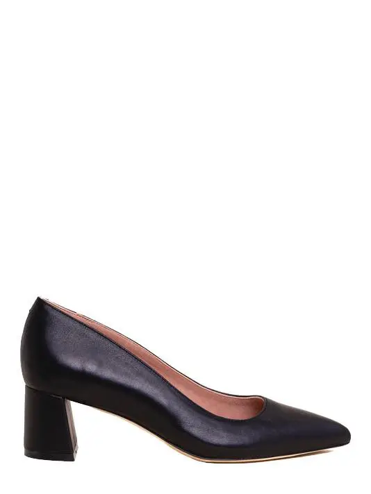 ALLY SHOES Pointed-toe Block Heel Pumps - Black Leather