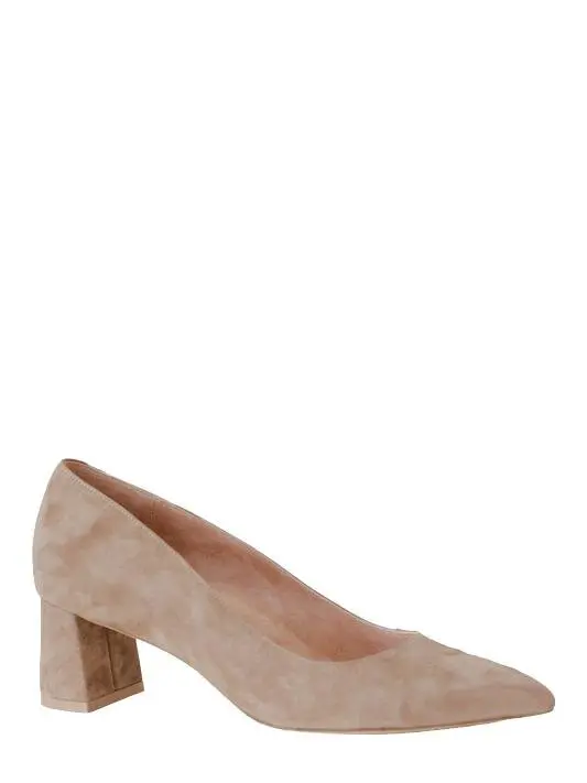 ALLY SHOES Pointed-toe Block Heel Pumps - Tenacious Tan Suede