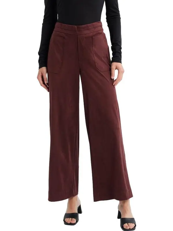 Wit & Wisdom Skyrise Patch Pocket Wide-leg Pants - Oxblood