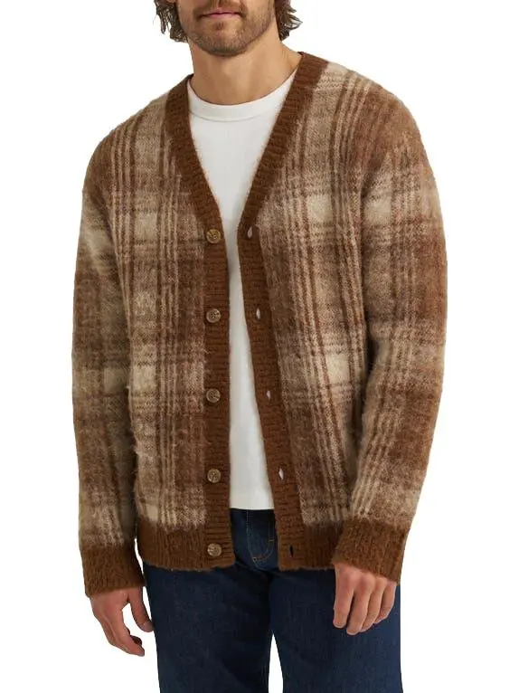 LEEM Plaid Oversized Cardigan - Arabica Ochre Plaid