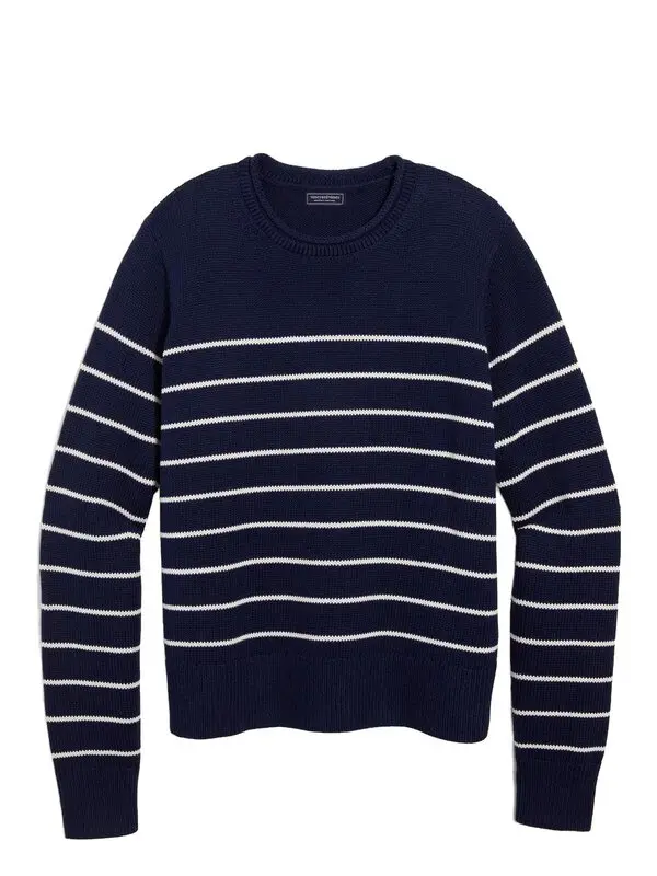 Vineyard Vines Stripe Cotton Roll Neck Sweater - Molly Stripe Navy