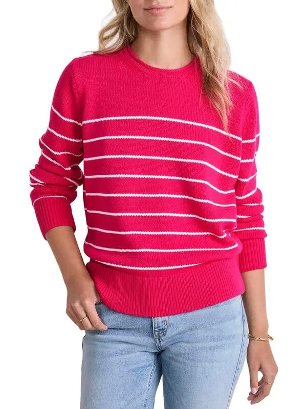 Vineyard Vines Stripe Cotton Roll Neck Sweater - Molly Stripe Pink