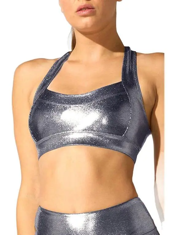 Heroine Sport Cutout Racerback Sports Bra - Platinum
