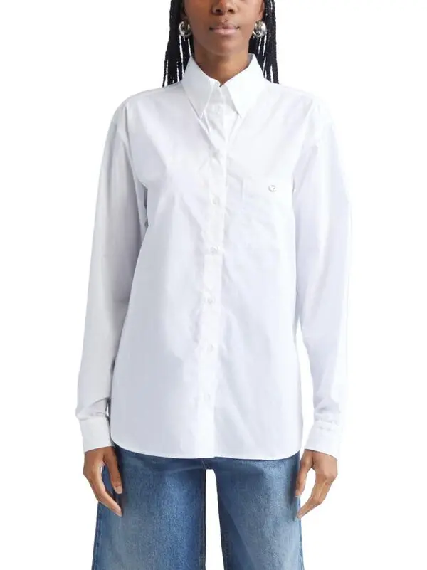 Coperni Boyfriend Logo Cotton Button-down Shirt - White