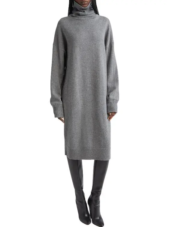 Michael Kors Oversized Long-sleeve Cashmere Turtleneck Sweater Dress - Banker Melange