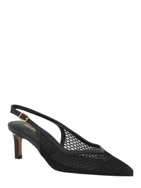 REISS Sirena Pointed Toe Kitten Heel Slingback Pump - Black
