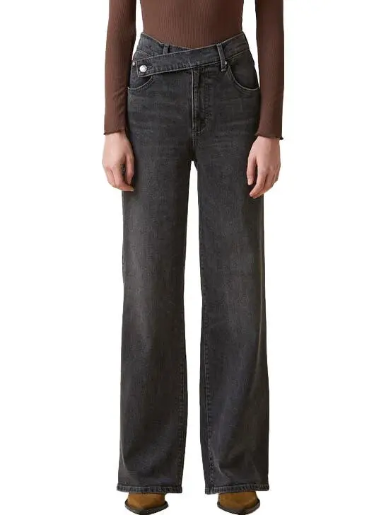 LE JEAN Crossover High-waist Wide-leg Jeans - Shadow