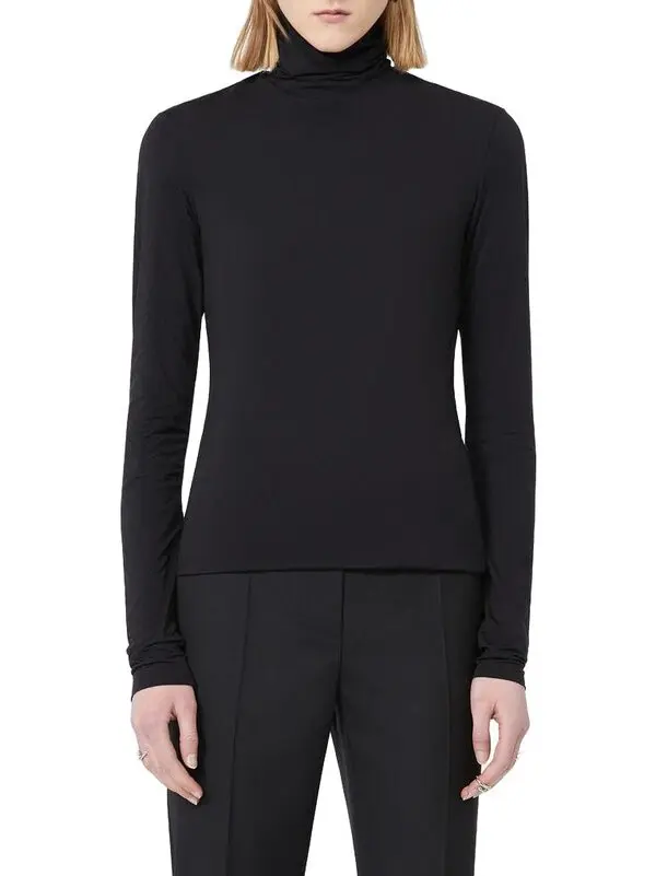 Sportmax Scrunch Neck Stretch Jersey Top - Black
