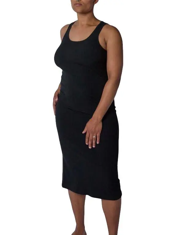 TOMBOYX Ribbed Sleeveless Midi Dress - Black