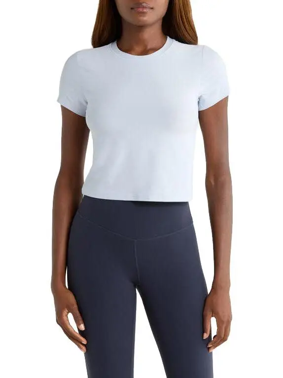 Beyond Yoga Featherweight Crop T-shirt - Blue Zen Heather