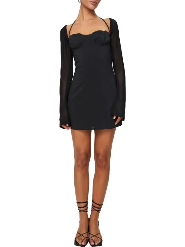 Princess Polly Dyer Underwire Long Sleeve Minidress - Black