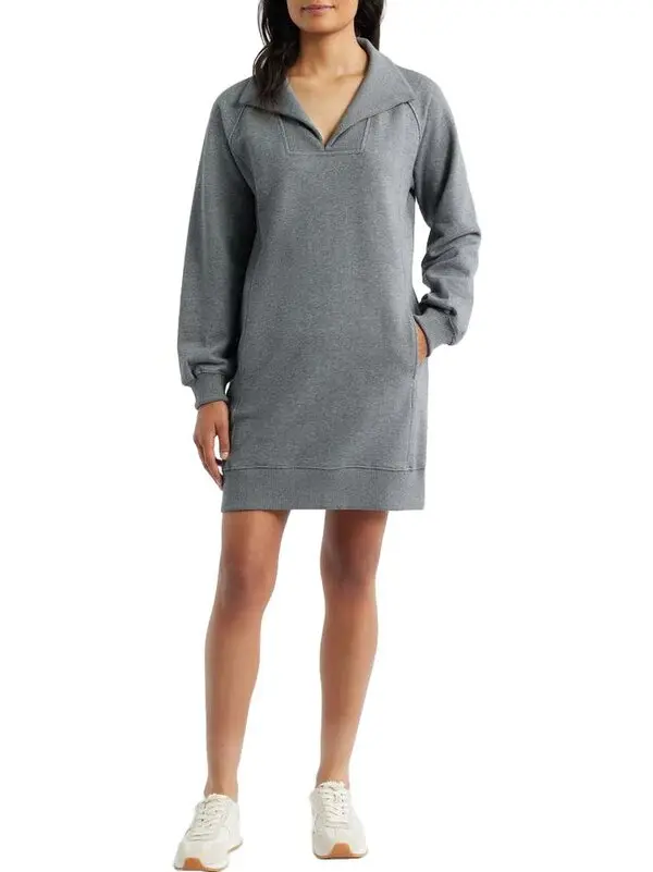 HATLEY Spread Collar Sweatshirt Dress - Charcoal
