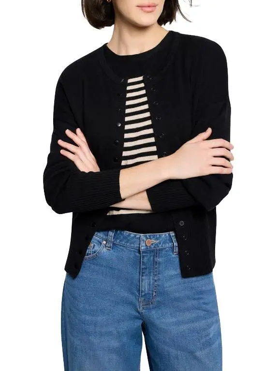 NIC+ZOE Snap-front Cotton Cardigan - Black Onyx