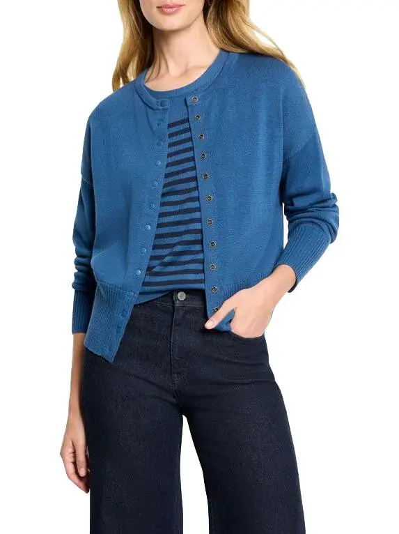 NIC+ZOE Snap-front Cotton Cardigan - Ocean