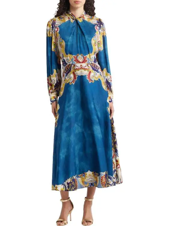 Elie Tahari Raquel Long Sleeve Maxi Dress - Eclipse Paisley Print