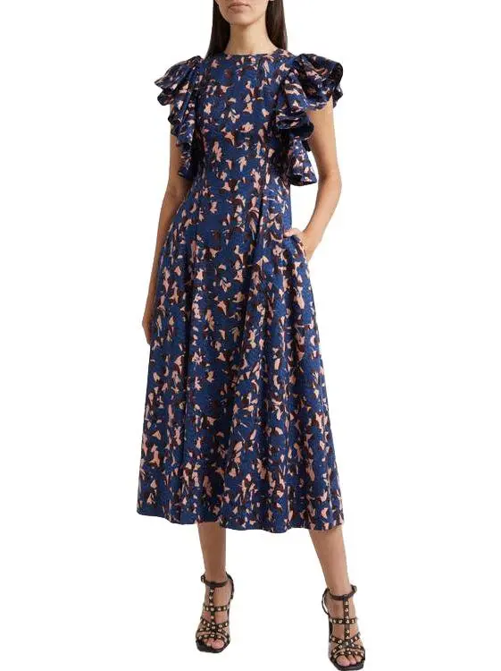 Ulla Johnson Imara Flutter Sleeve Midi Dress - Mirage