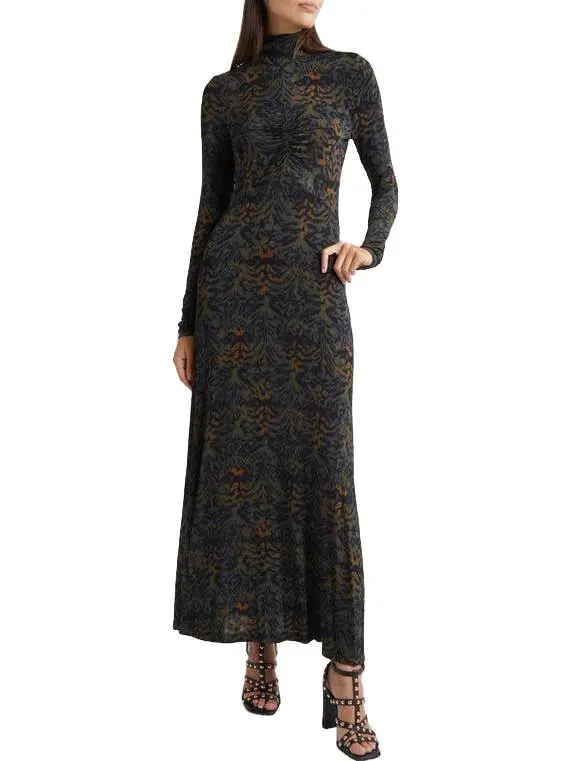 Ulla Johnson Koa Allover Print Long Sleeve Jersey Dress - Desert Jasper