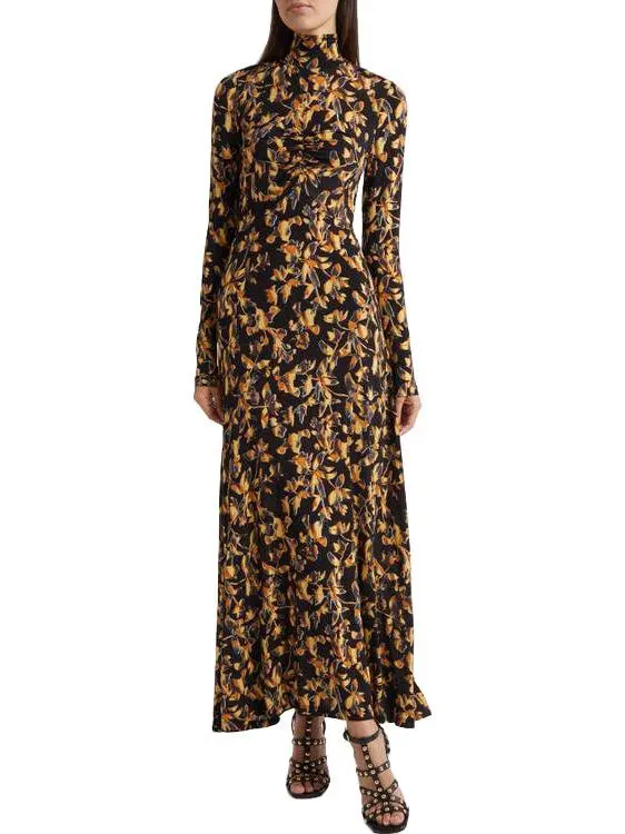 Ulla Johnson Koa Allover Print Long Sleeve Jersey Dress - Solaris