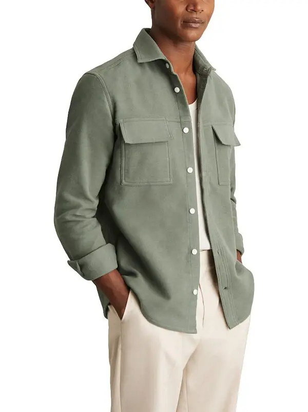 REISS Camber Moleskin Twin Pocket Shirt Jacket - Green