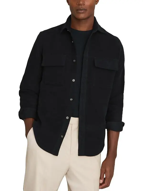 REISS Camber Moleskin Twin Pocket Shirt Jacket - Navy