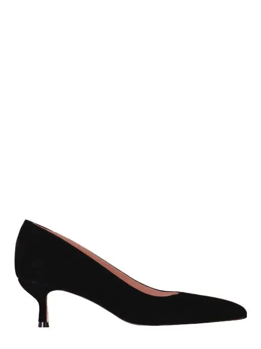 ALLY SHOES Pointed-toe Kitten Heel Pumps - Black Suede