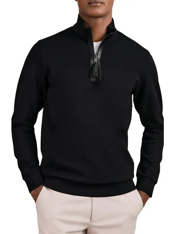 REISS Quarter Zip Top - Black