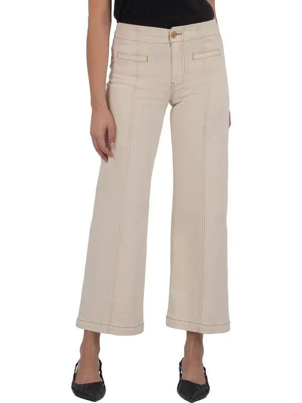 Kut From The Kloth Meg Seamed Wide-leg Ankle Pants - Canvas