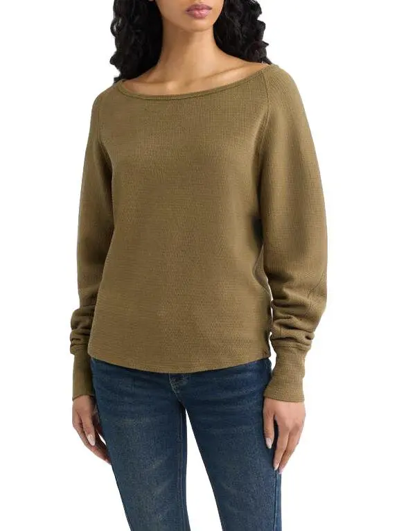 Free People Jess One-shoulder Thermal Top - Beech Leaves