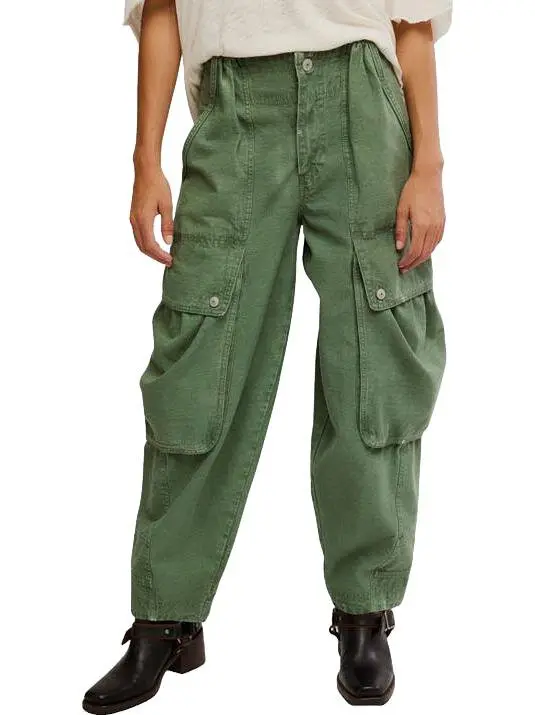 Free People Brentwood Slouch Cargo Pants - Aged Green