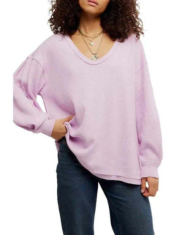 Free People Coast 2 Coast Oversize Thermal Top - Blush Lilac
