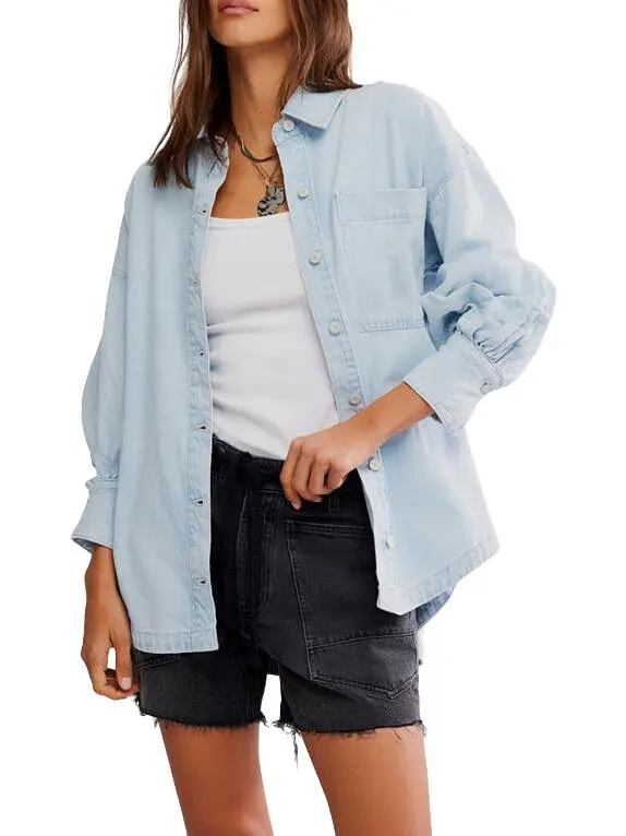 Free People Ashley Denim Shirt - Classic Blue Wash