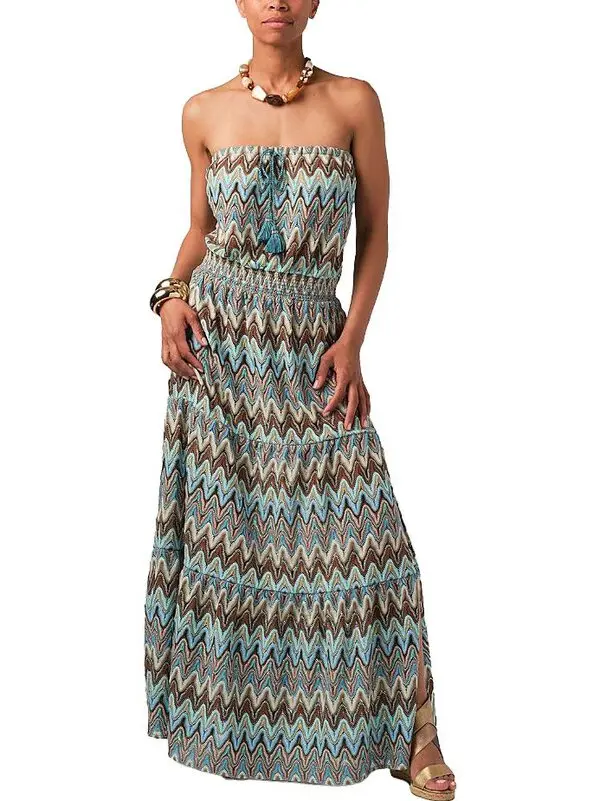 Calypso St. Barth Vera Maxi Dress - Blue Multi Zig-zag