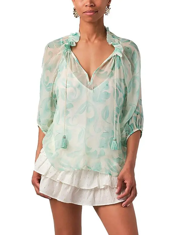Calypso St. Barth Harper Top - Bright Floral Turquoise