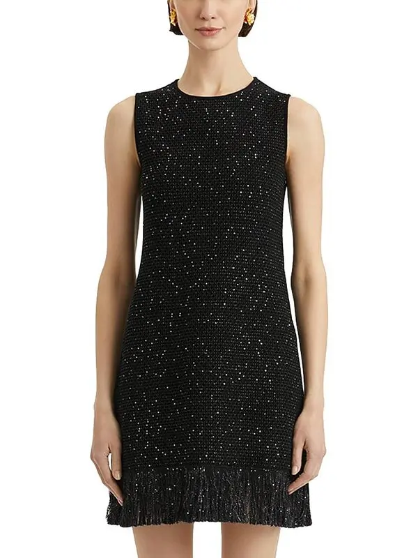 Oscar De La Renta Textured Tweed Mini Dress - Black