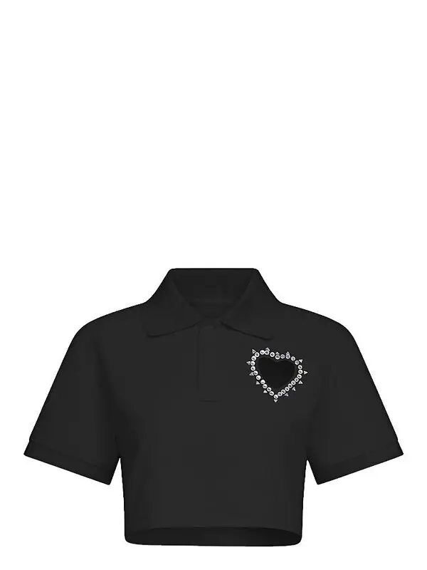 AREA Embellished Heart Top - Black