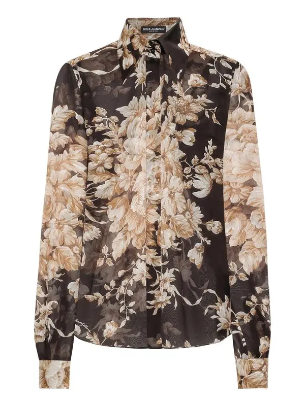 Dolce & Gabbana Rose- Chiffon Shirt - Print