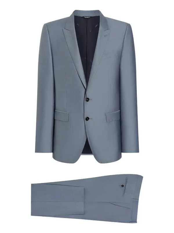 Dolce & Gabbana Single-breasted Wool And Silk Suit - Azure