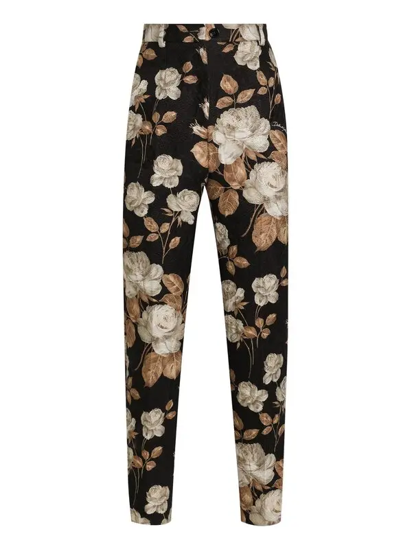 Dolce & Gabbana Vintage Rose- Brocade Trousers - Print
