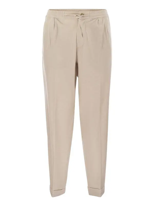Fedeli Harvard Soft Cashmere Flannel Trousers - Light Beige