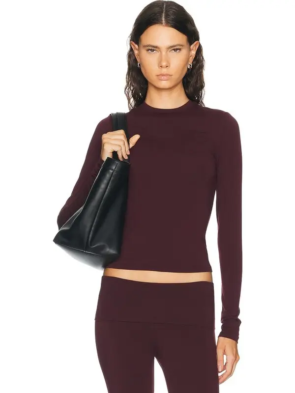 SKIMS Cotton Jersey Long Sleeve T-shirt - Currant