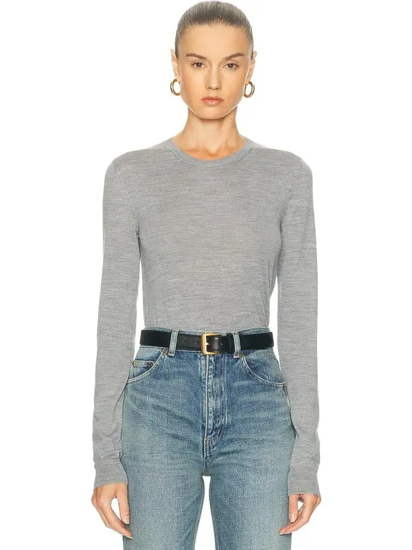 Saint Laurent Long Sleeve Top - Gris Chine
