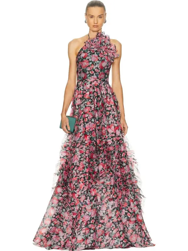 Carolina Herrera Halter Neck Gown - Pink Multi