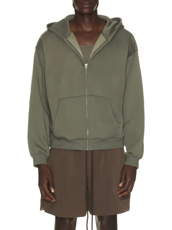 SKIMS Fleece Lounge Relaxed Zip Up Hoodie - Jungle