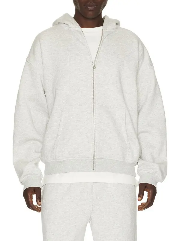 SKIMS Fleece Zip Up Hoodie - Light Heather Grey